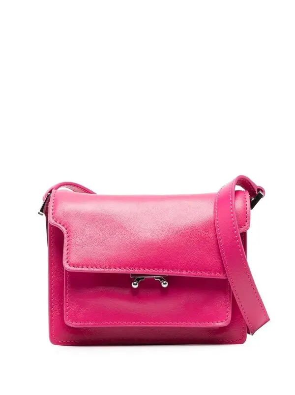 Marni Trunk Leather Shoulder Bag - Pink
