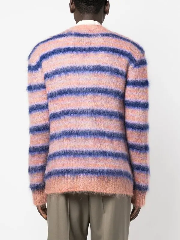 Marni Striped Mohair-blend Cardigan - Pink