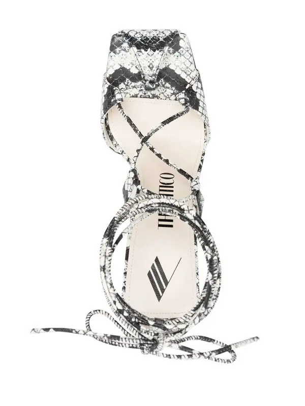 Attico Adele 105mm Snakeskin-print Sandals - Black
