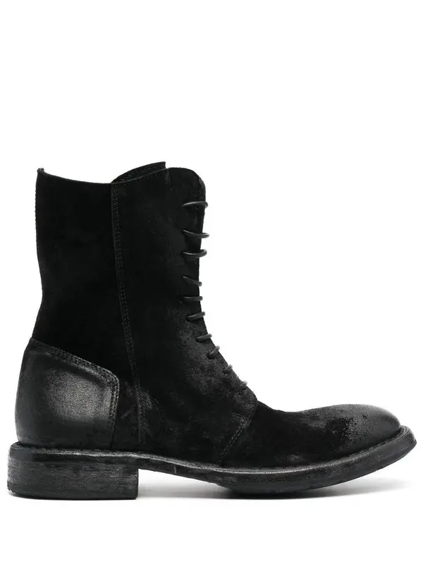 Moma Worn-effect Leather Boots - Black