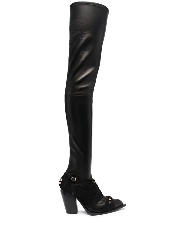 HARDOT Fringed-panel Thigh Boots