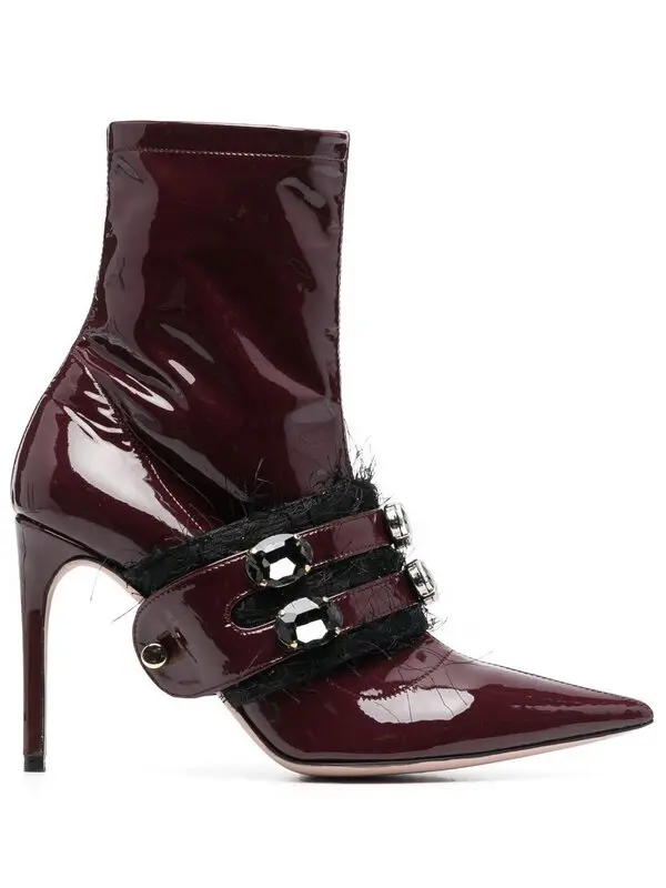 HARDOT Crystal-embellished Patent Boots