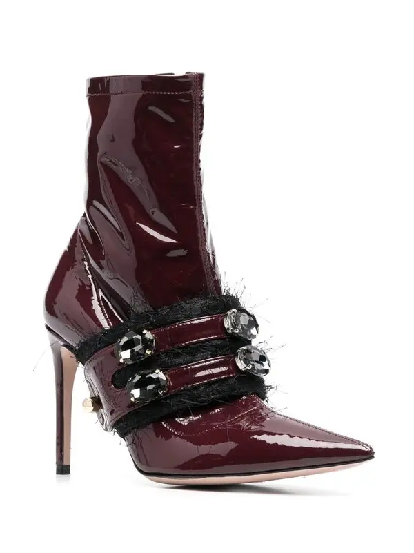 HARDOT Crystal-embellished Patent Boots