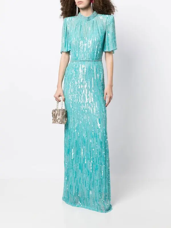 Jenny Packham Sequin-embellished Floor-length Dress