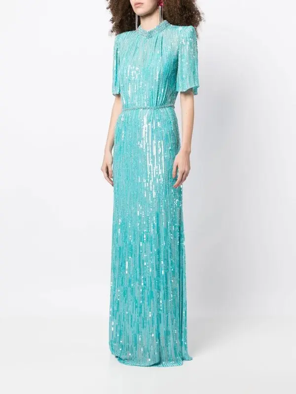 Jenny Packham Sequin-embellished Floor-length Dress