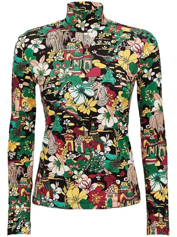 La DoubleJ Floral Print Turtleneck Jersey