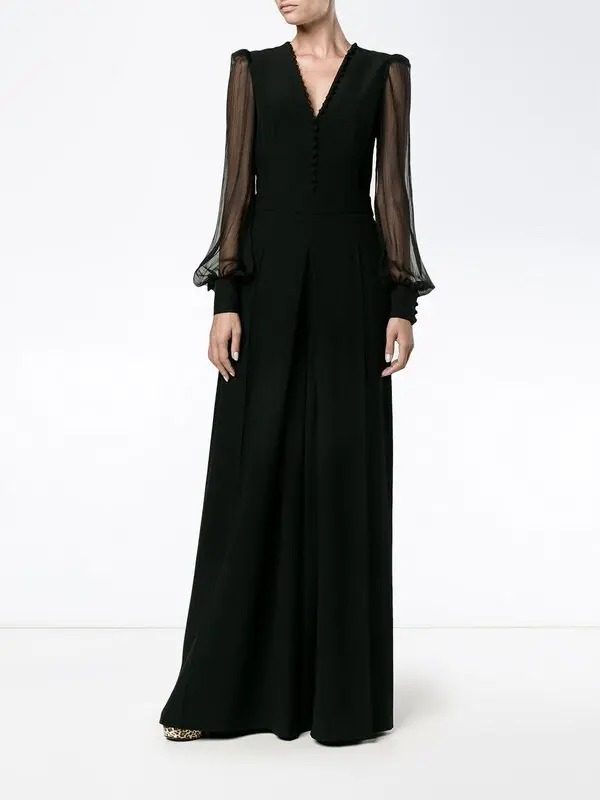 Alexander McQueen Silk V-neck Evening Jumpsuit