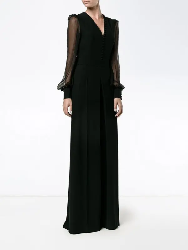 Alexander McQueen Silk V-neck Evening Jumpsuit