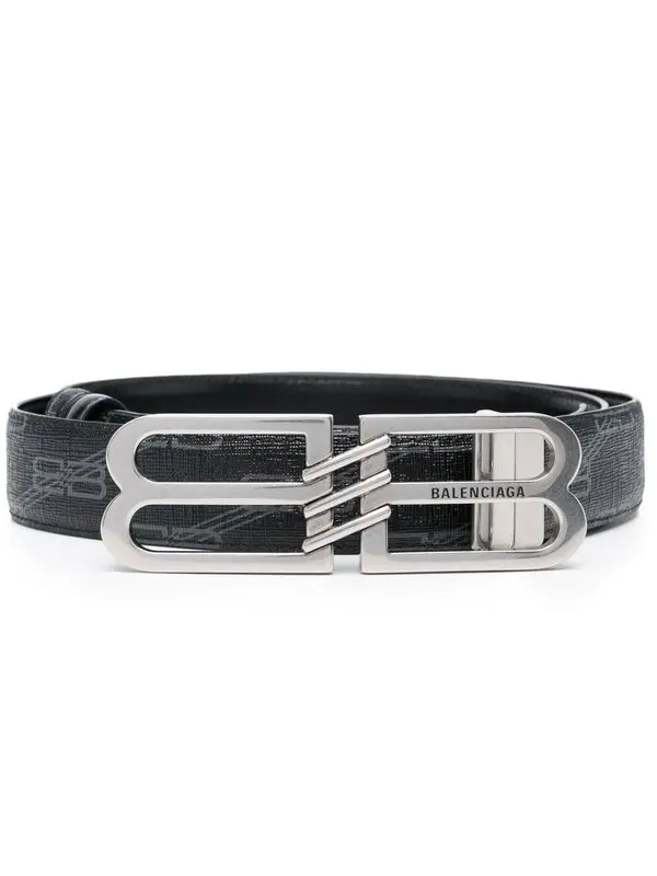 Balenciaga Bb Monogram Reversible Belt - Black | Editorialist display picture 2