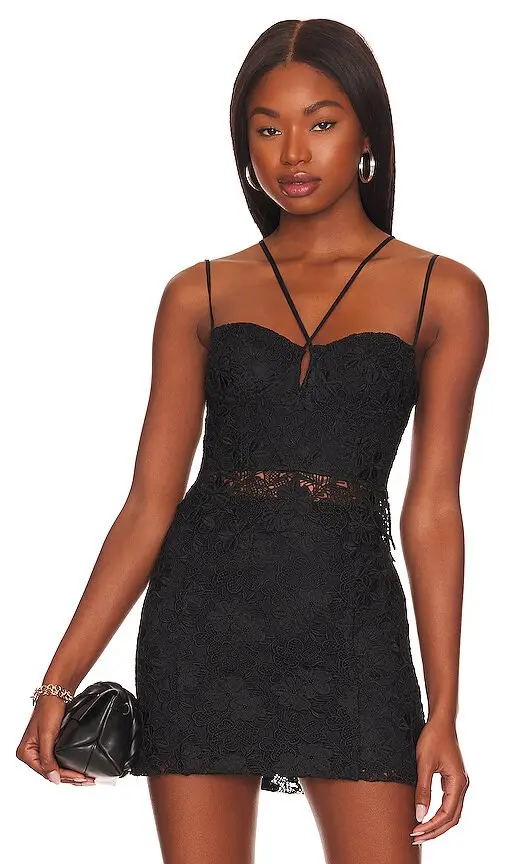 chinese dress ladies Madonna Blossom Organza Mini Dress - BLACK main image 1