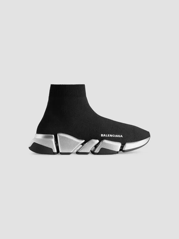 Balenciaga Speed 2.0 Recycled Knit Sneakers - Black Silver
