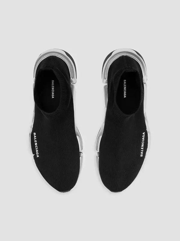 Balenciaga Speed 2.0 Recycled Knit Sneakers - Black Silver