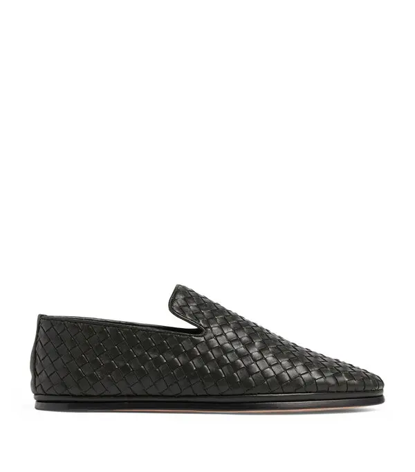 Bottega Veneta Intrecciato Leather Loafers Black Editorialist