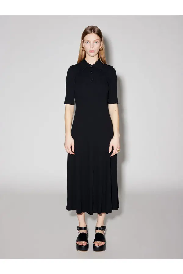 Rosetta Getty Mercerized Cotton Jersey Polo Dress - Black