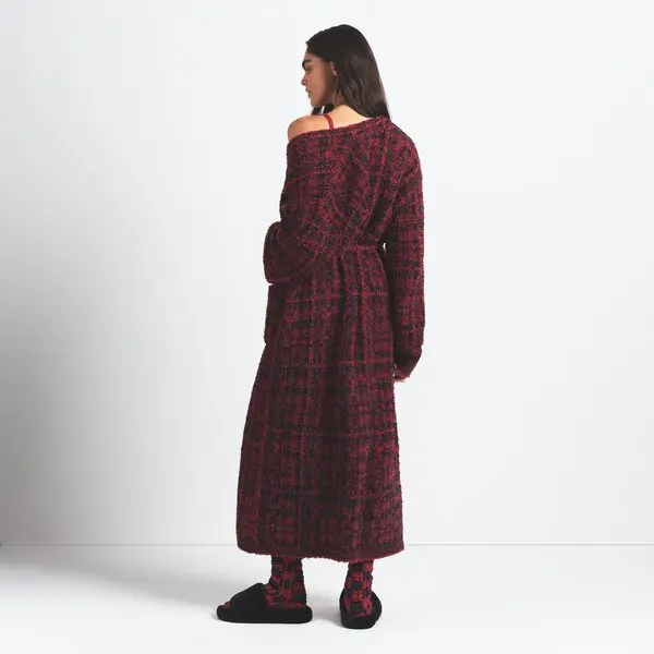 Skims Cozy Knit Robe - Merlot Navy Plaid | Editorialist
