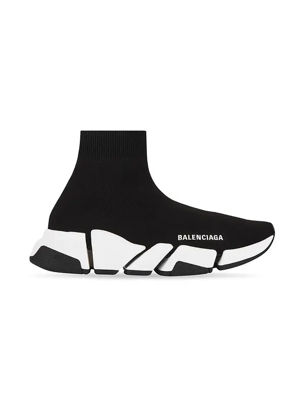 Balenciaga Speed 2.0 Recycled Knit Sneakers With Bicolor Sole - Black White