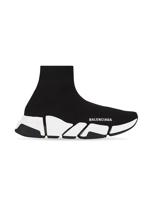 Balenciaga Speed 2.0 Recycled Knit Sneakers With Bicolor Sole - Black White