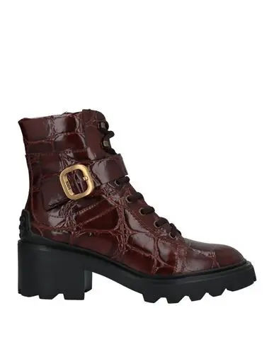 TOD'S Leather Crocodile Print Ankle Boots
