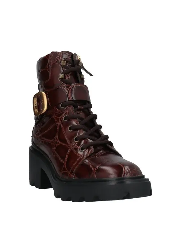 TOD'S Leather Crocodile Print Ankle Boots