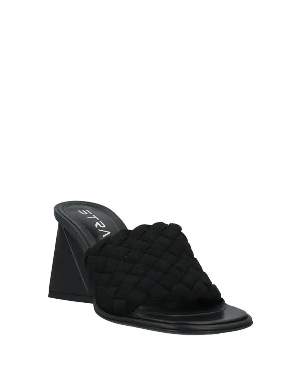 STRATEGIA Textile Slide Sandals - Black