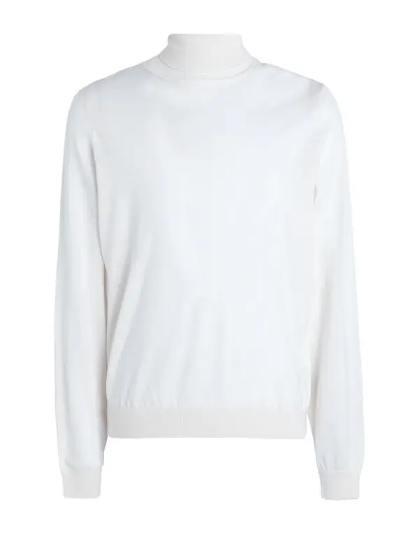 BOSS Turtleneck Virgin Wool Sweater - White