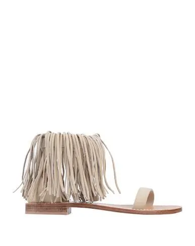TWINSET Leather Sandals With Fringe - Beige