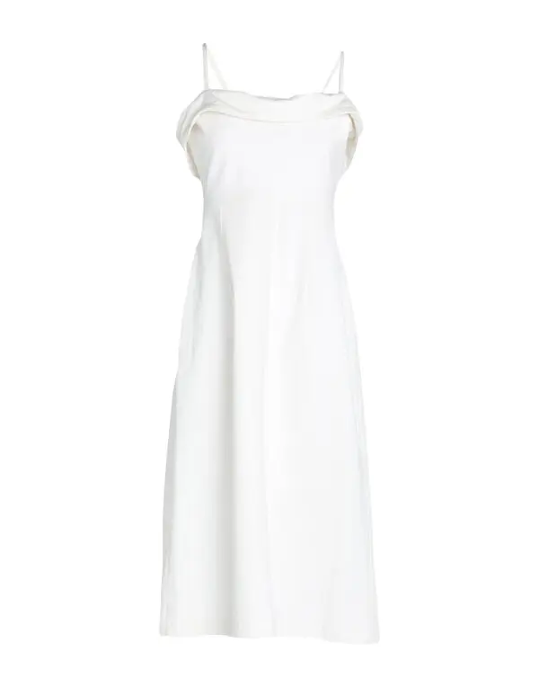 NOSTRASANTISSIMA Midi Flared Denim Dress - Ivory