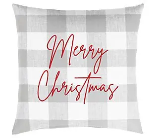 SORRA HOME Merry Christmas' 18' Embroidered Pi Llow - One-color