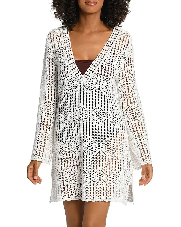 La Blanca Waverly Crochet Swim Cover Up Tunic - Ivory