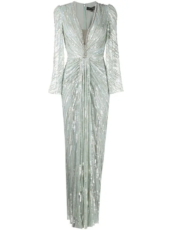 Jenny Packham Darcy Sequin-embellished Gown - Green