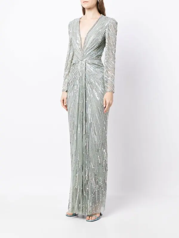 Jenny Packham Darcy Sequin-embellished Gown - Green