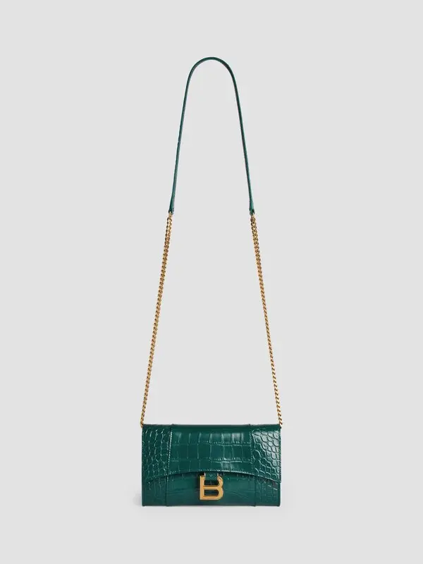 Balenciaga Hourglass Wallet On Chain - Dark Emerald