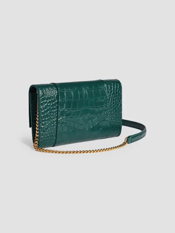 Balenciaga Hourglass Wallet On Chain - Dark Emerald