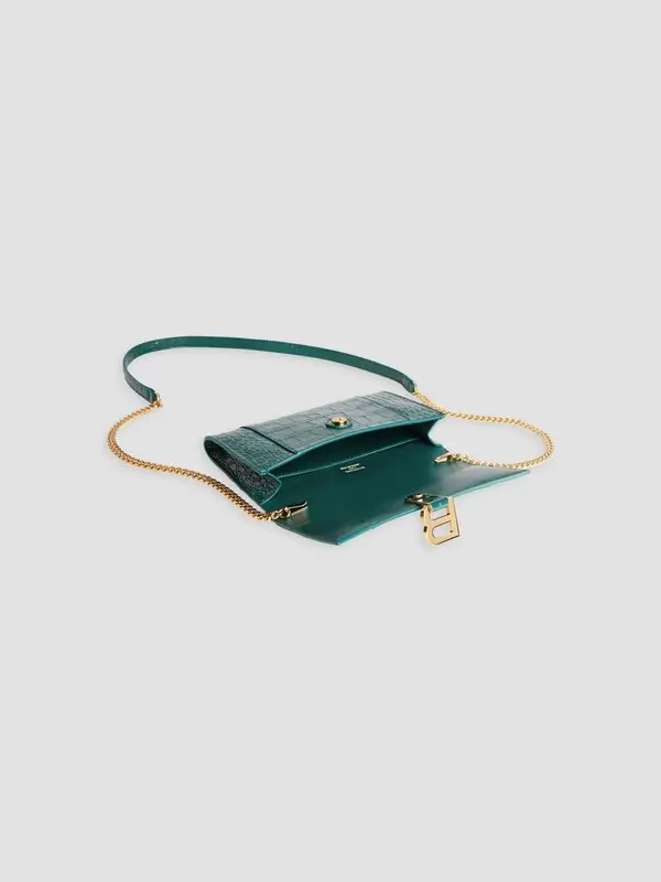 Balenciaga Hourglass Wallet On Chain - Dark Emerald