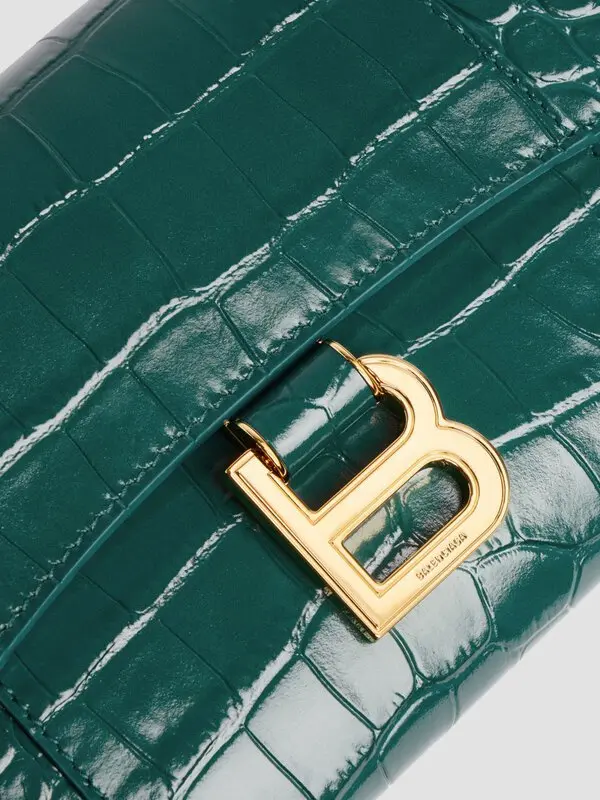 Balenciaga Hourglass Wallet On Chain - Dark Emerald