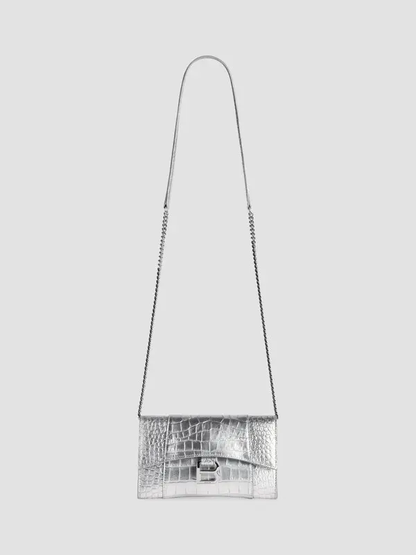Balenciaga Hourglass Wallet On Chain - Silver