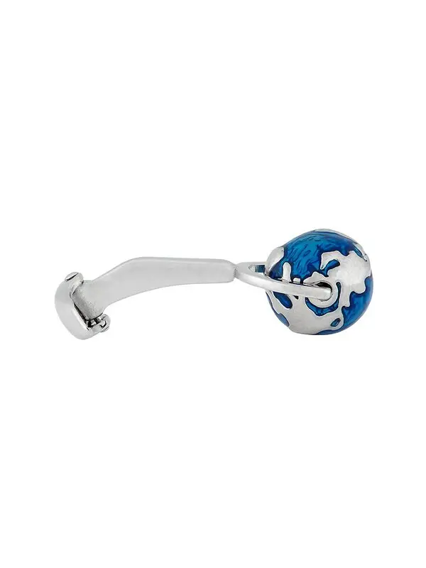 LINK UP Stainless Steel Globe Cufflinks - Blue Silver