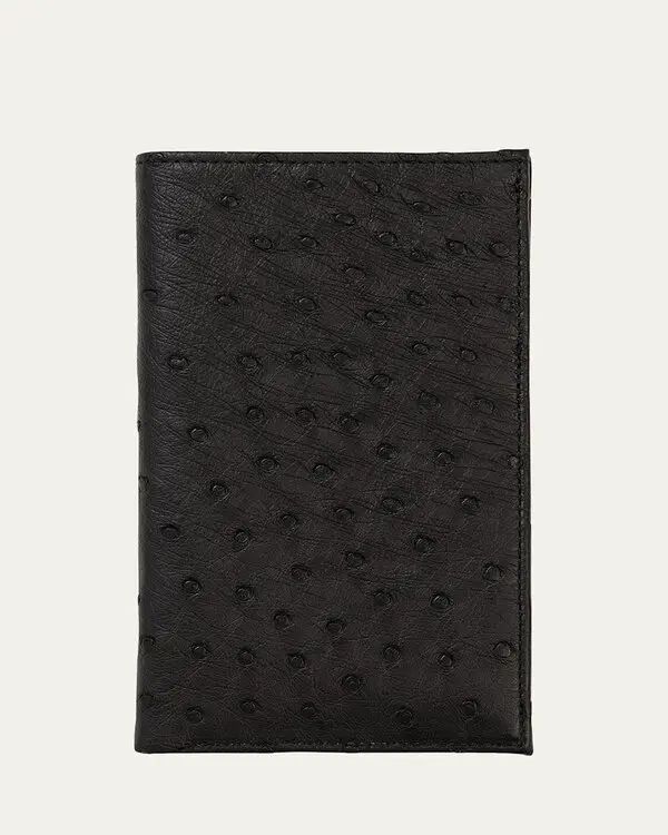 ABAS Matte Ostrich Leather Coat Wallet