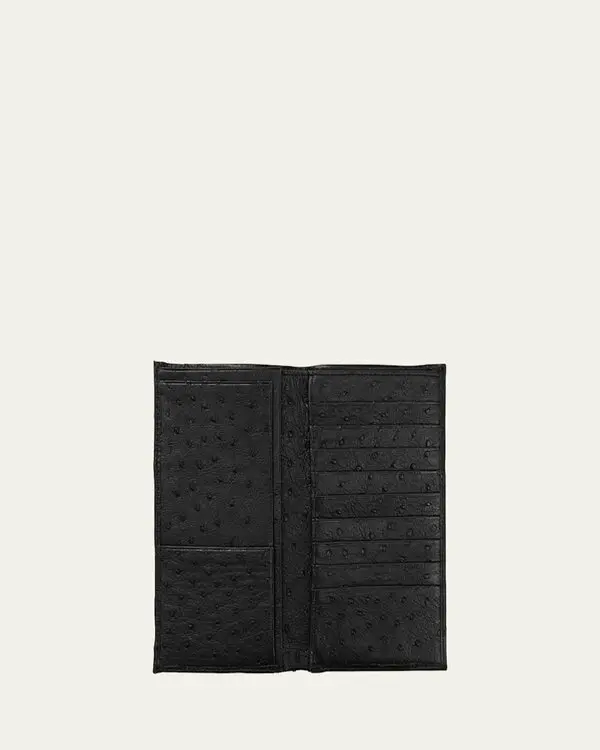 ABAS Matte Ostrich Leather Coat Wallet