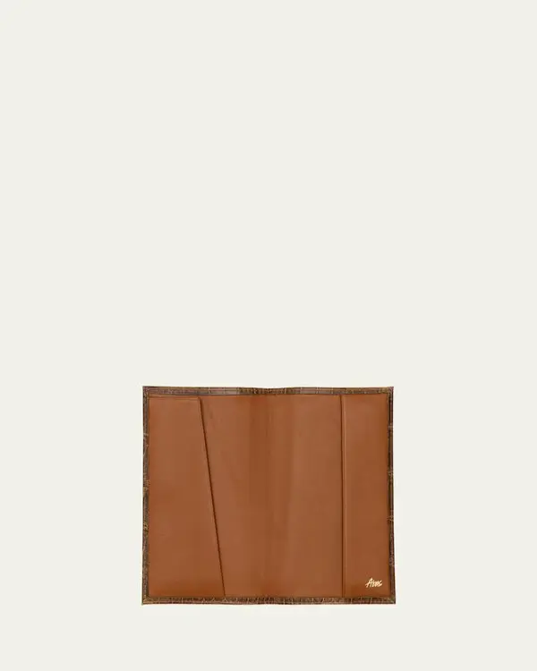ABAS Alligator Leather Passport Booklet - Cognac