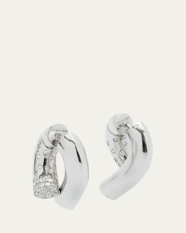 TABAYER 18k Fairmined Oera Diamond Hoop Earrings - White Gold
