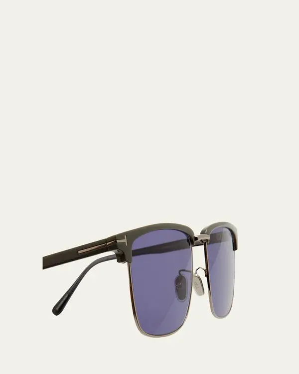 TOM FORD Ft0997-hudson Half-rim Square Sunglasses - Brown