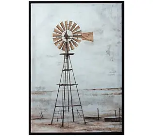 MELROSE International Framed Windmill Print Can Vas