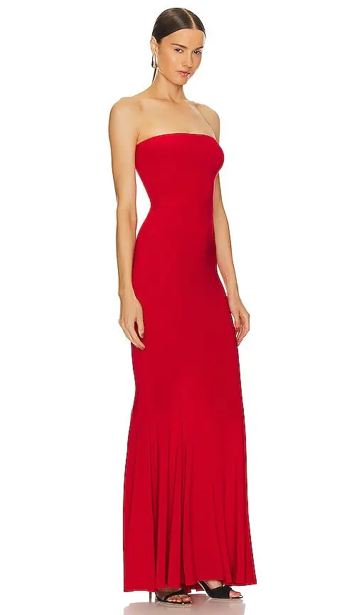 Norma Kamali Strapless Fishtail Gown - Tiger Red
