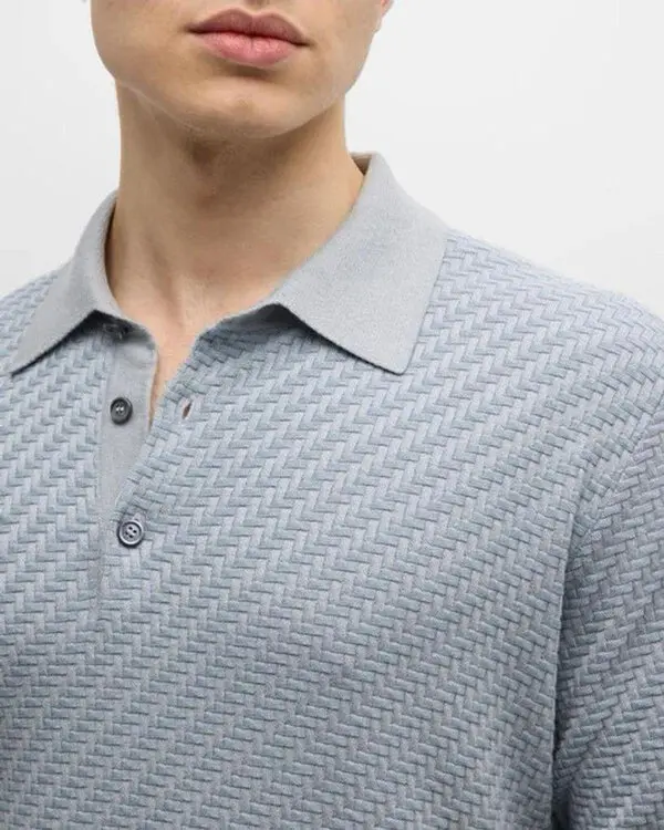 Brioni Apos;s Basketweave Stitch Polo Sweater - Gray