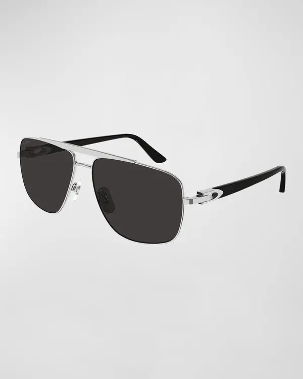 Cartier C-logo Aviator Sunglasses - Silver