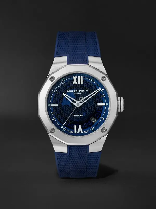 Baume & Mercier Riviera Automatic 42mm Stainless Steel And Rubber Watch - Blue