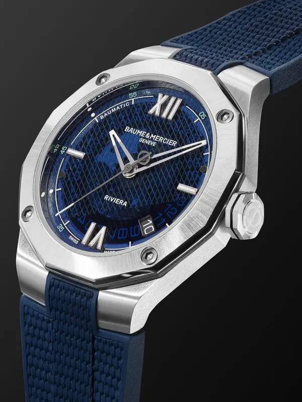 Baume & Mercier Riviera Automatic 42mm Stainless Steel And Rubber Watch - Blue
