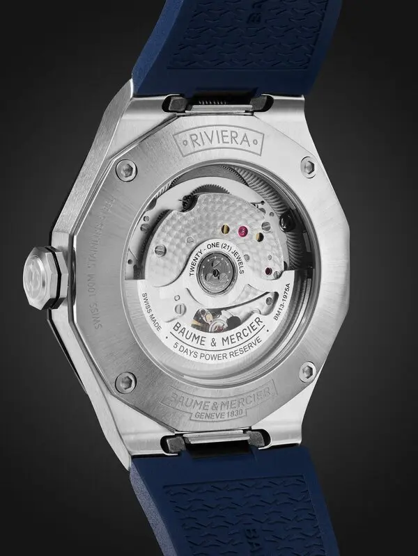 Baume & Mercier Riviera Automatic 42mm Stainless Steel And Rubber Watch - Blue