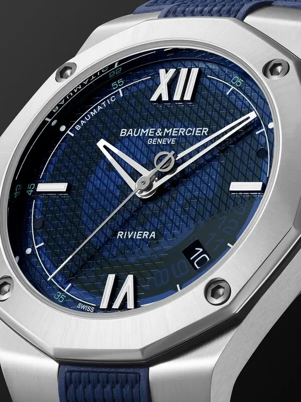 Baume & Mercier Riviera Automatic 42mm Stainless Steel And Rubber Watch - Blue